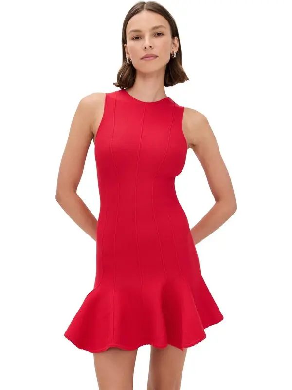 Fleur Du Mal Dropped Waist Knit Corset Dress - Rouge