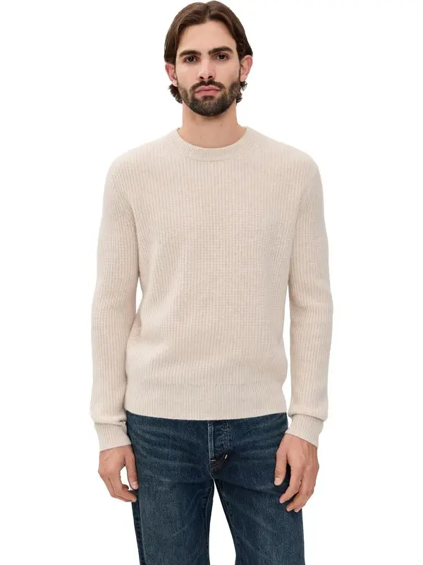ALEX MILL Jordan Washed Cashmere Sweater - Heather Ecru