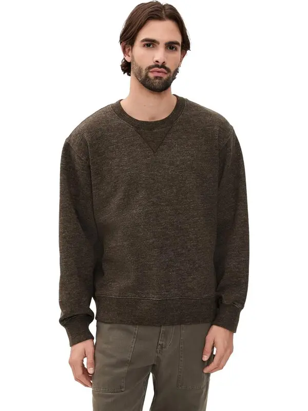 ALEX MILL Marlon Fleece Sweatshirt - Heather Chocolate