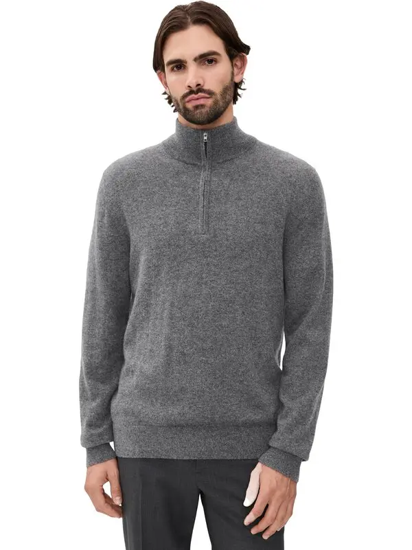 Vince Cashmere Quarter Zip Sweater - Med H Grey
