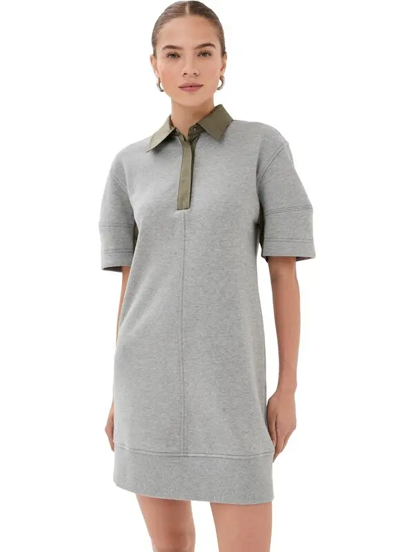 3.1 Phillip Lim Polo Mini Dress With Ripstop Combo - Grey Melange - Army