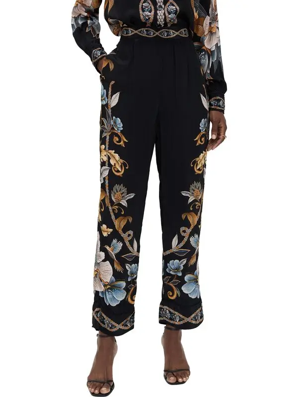 Farm Rio Snake Garden Printed Pants - Snake Garden Black