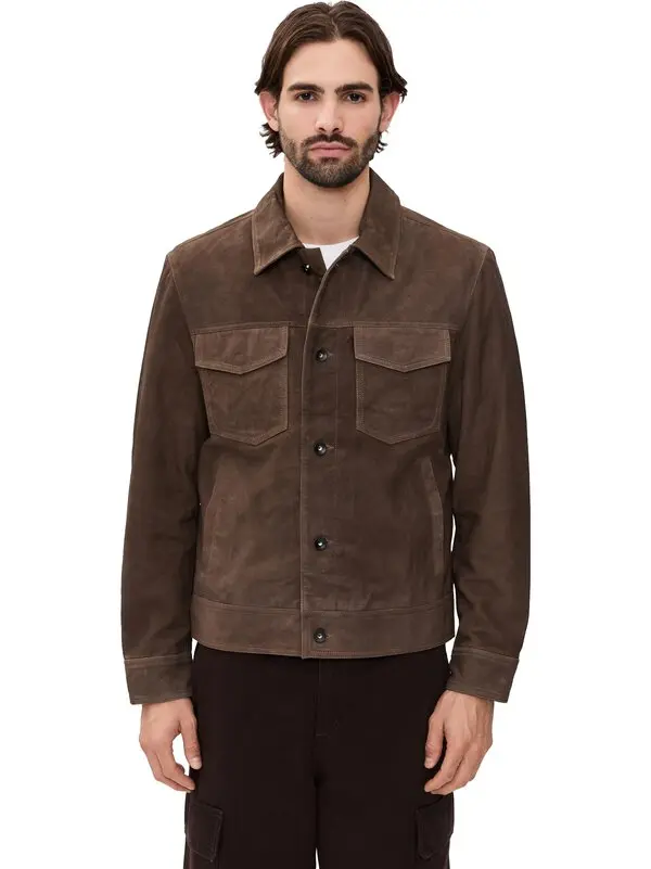 Rag & Bone Suede Trucker Jacket - Lbrwn