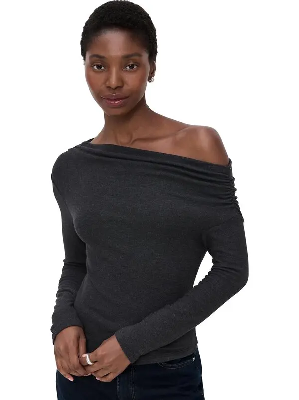 Staud Philomena Draped Top - Charcoal
