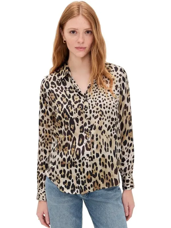 Misa Satin Top - Leopard Print