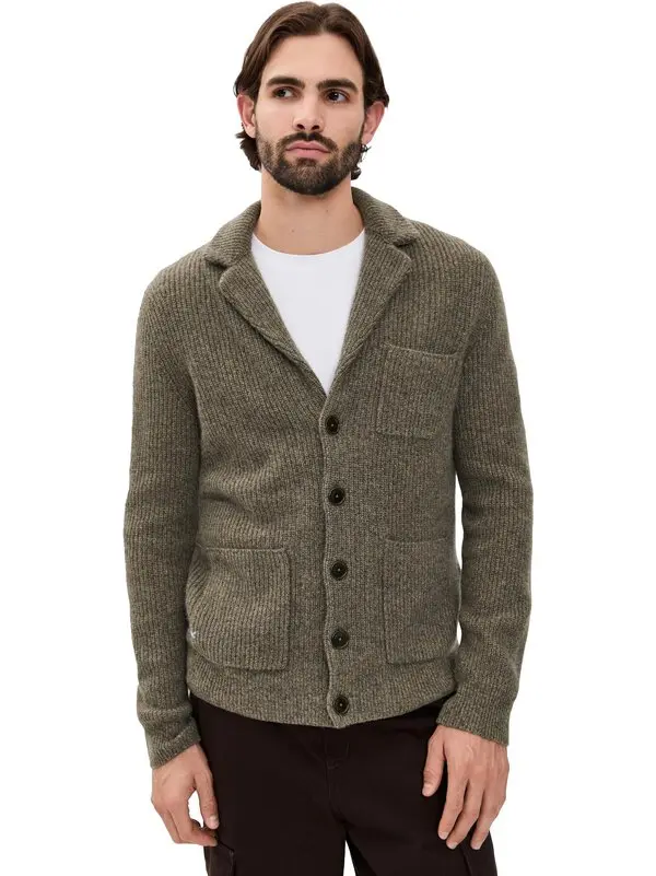 ALEX MILL Mitchell Cashmere Cardigan - Marled Loden