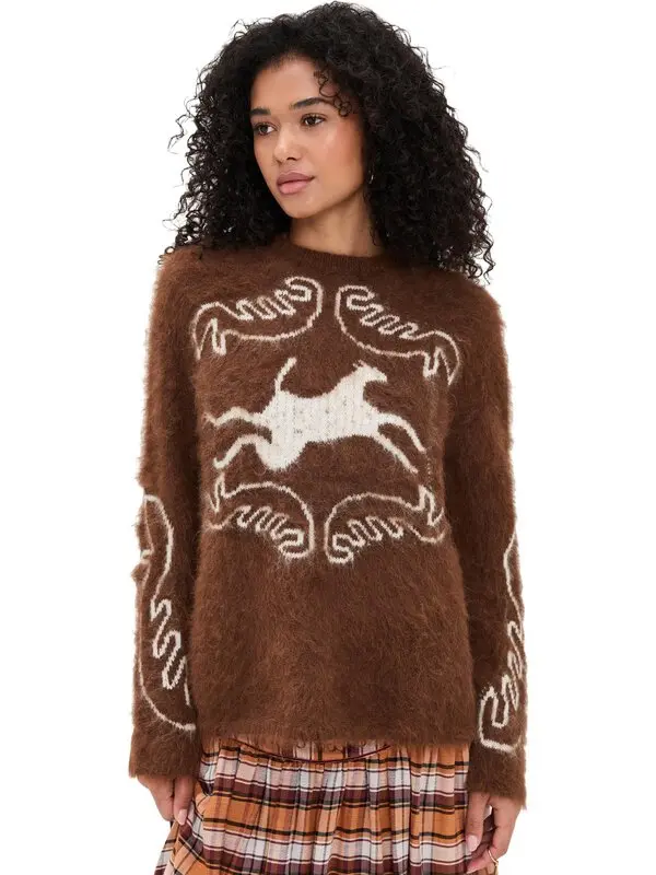 Carolina K Folklore Sweater - Off White/chocolate