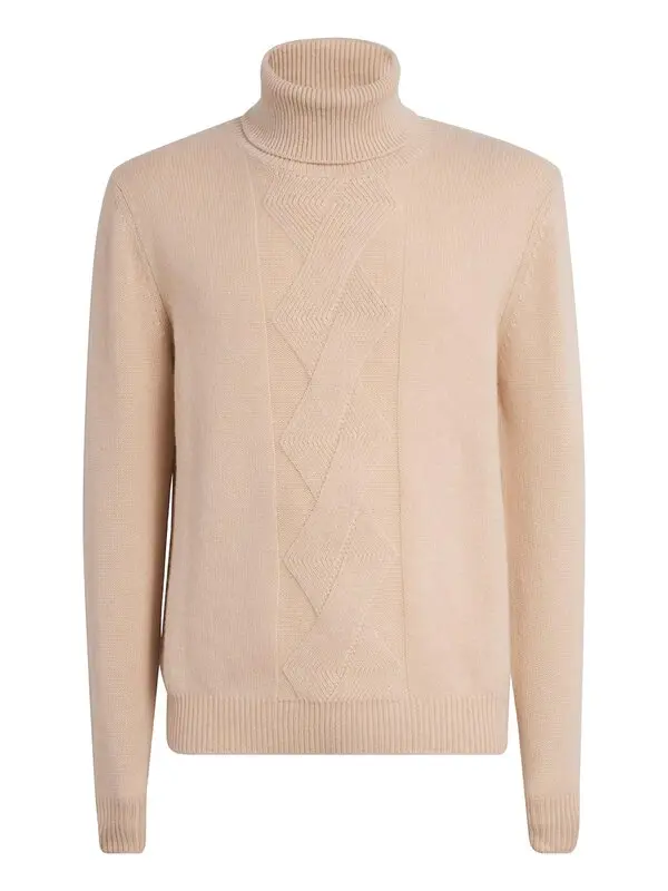 BRETT JOHNSON Cashmere Zigzag-knit Rollneck Sweater - Ivory