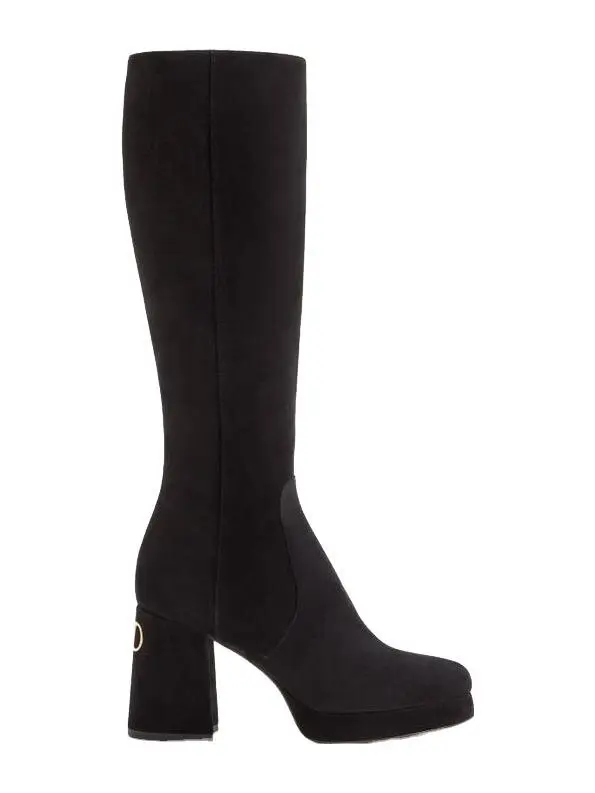 Valentino Garavani Fawcette Platform Leather Boots - Black