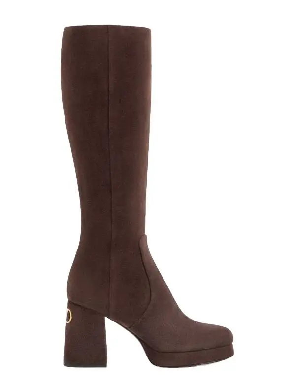 Valentino Garavani Fawcette Platform Leather Boots - Ebony