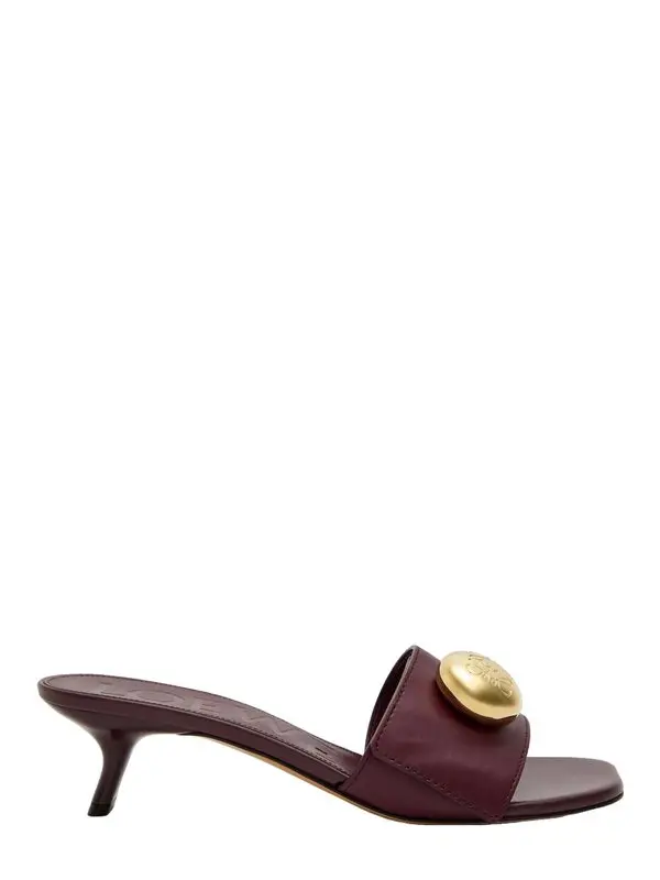 Loewe Pebble 45 Leather Mules - Burgundy