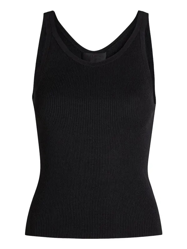 NILI LOTAN Selah Ribbed Silk Tank - Black