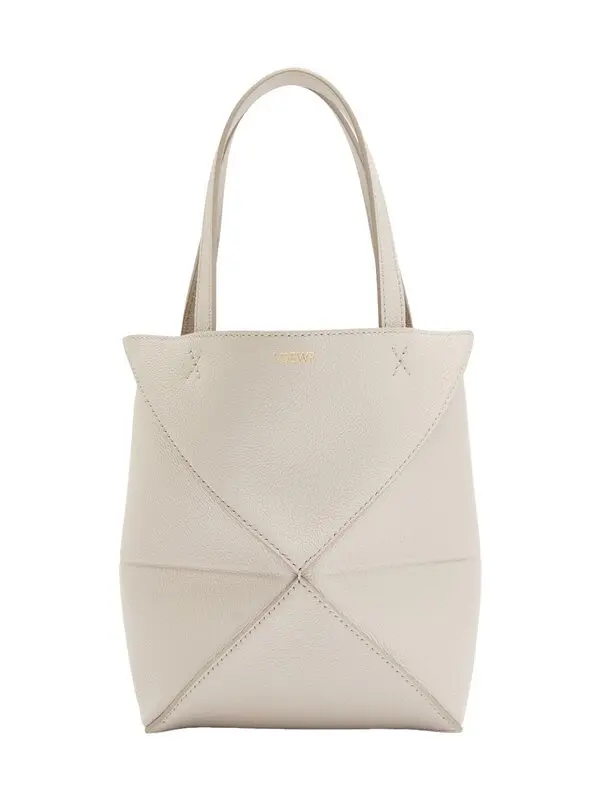 Loewe Puzzle Fold Mini Leather Tote Bag - Ivory