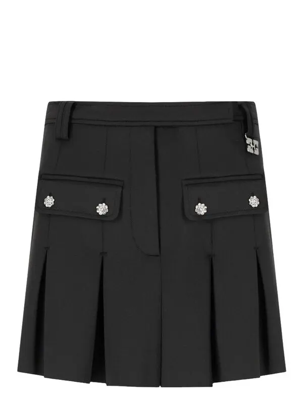 GANNI Pleated Mini Skirt - Black