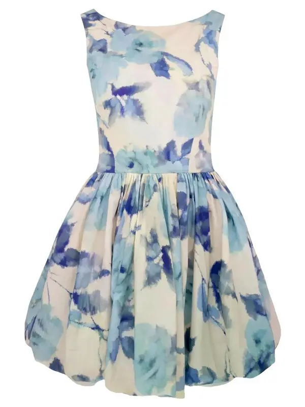 AZLEE Ananya Floral-pattern Mini Dress - Blue