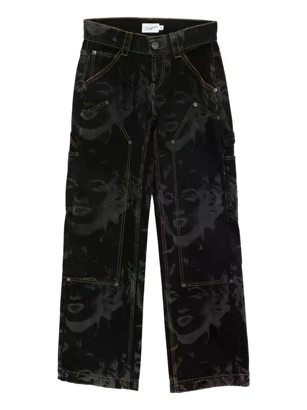 Vaquera All-over Graphic Print Jeans - Black