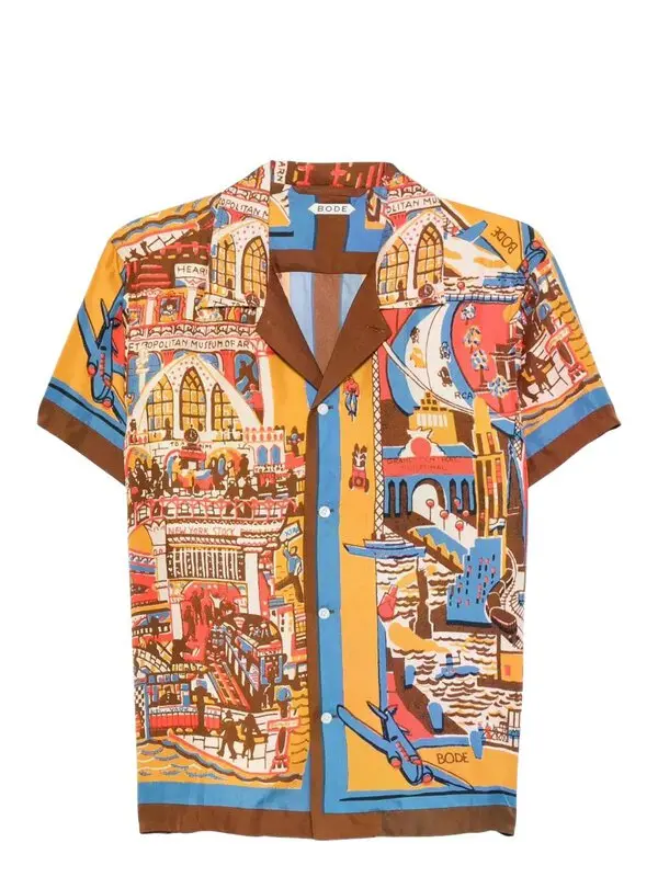 BODE City-scene Print Silk Shirt - Yellow