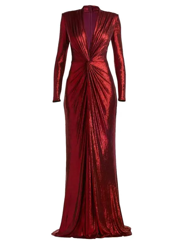 Tadashi Shoji Draped Twist-front Gown - Red