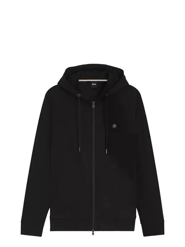 BOSS Logo-detail Zip-up Hoodie - Black