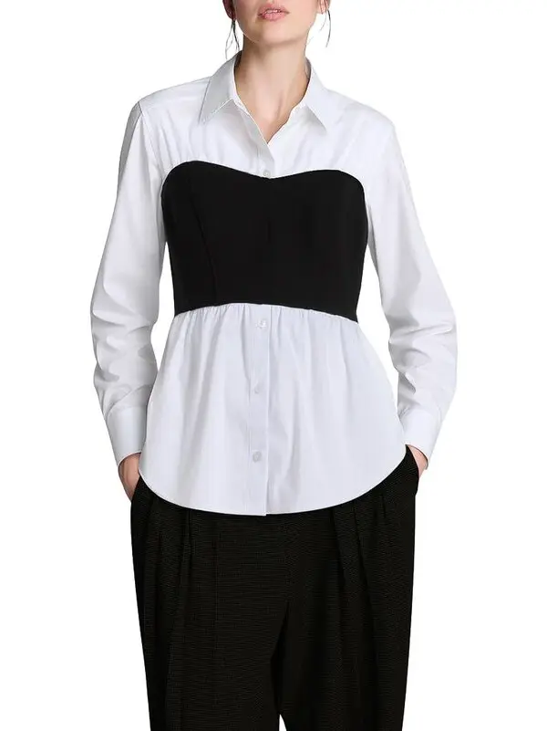 KENNETH COLE Bustier Poplin Shirt - Pure White