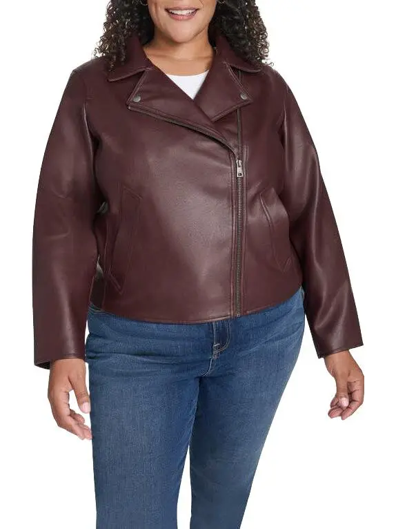 LEVI'S Slim Fit Faux Leather Moto Jacket - Oxblood