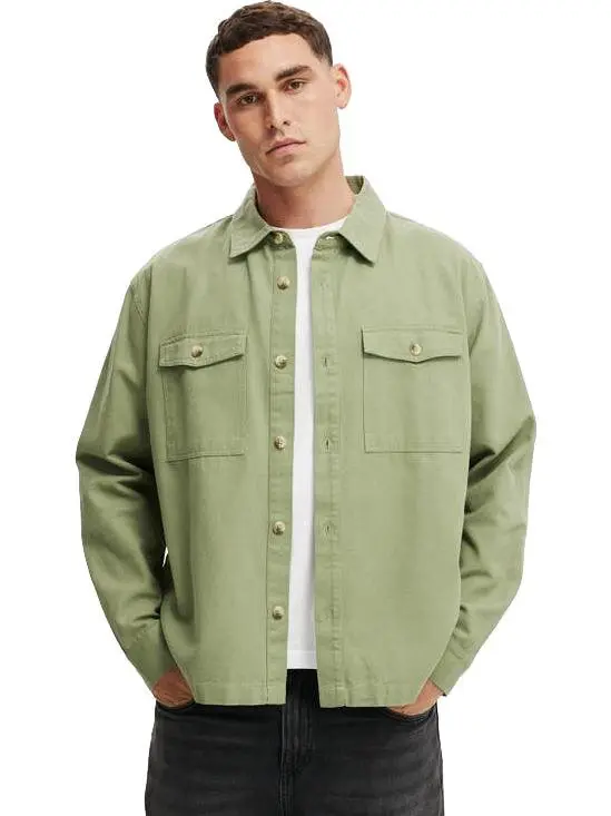COTTON ON Boxy Overshirt - Oil Green