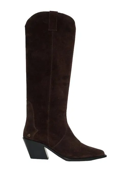 ANINE BING Tania Tall Suede Boots - Dark Brown Suede