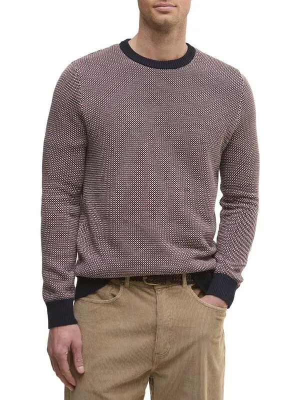 Barbour Wells Bird's-eye Cotton Crewneck Sweater - Navy