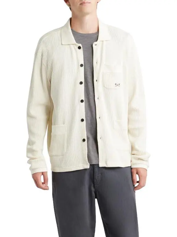 DARK SEAS Delano Cotton Thermal Button-up Shirt - Off White