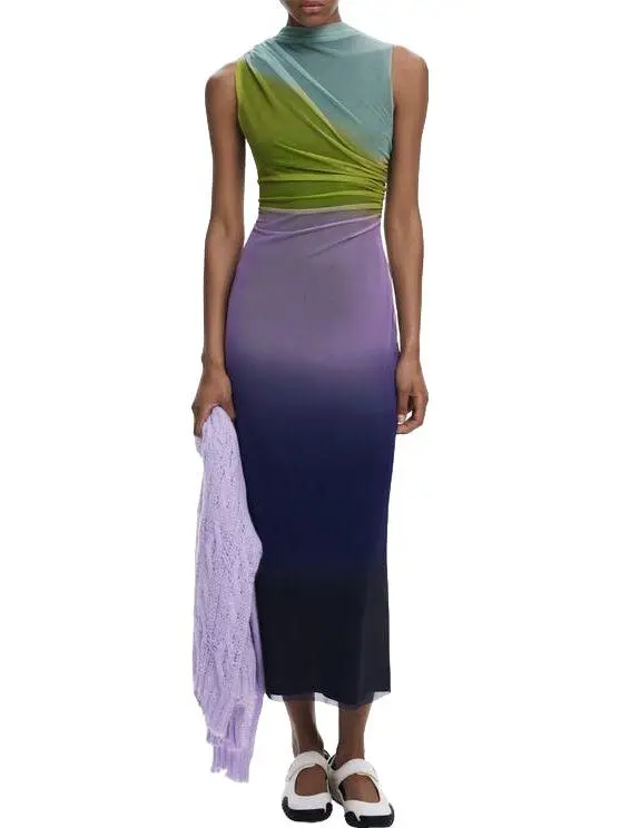 Desigual Ombré Print Sleeveless Maxi Dress - Purple