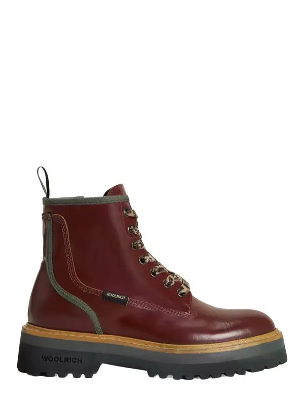 Woolrich Leather Combat Boots - Red