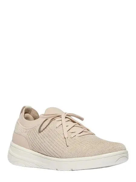 Fitflop Super-q Knit Slip-on Laced Sneakers - Stone Beige/platino