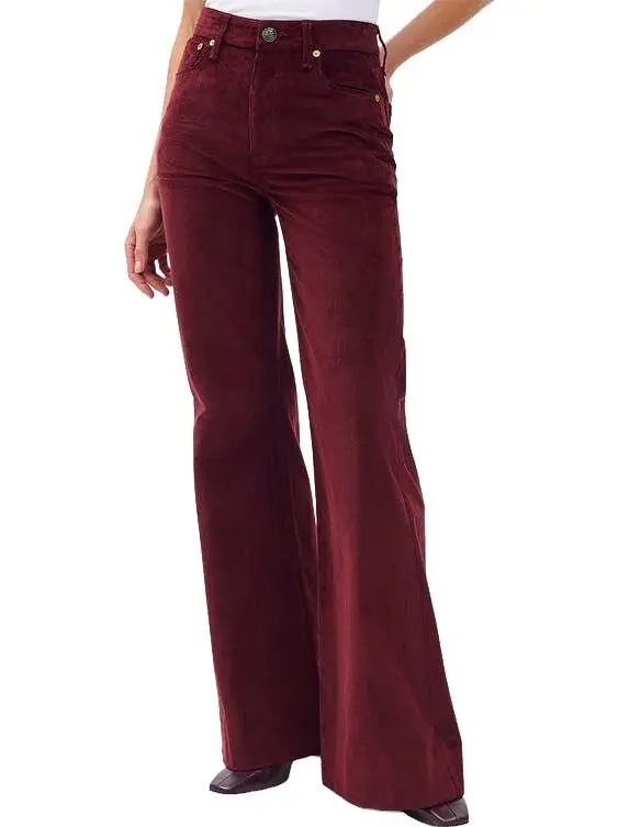 Rag & Bone Skylar High-waisted Corduroy Flare Pants - Brgdy