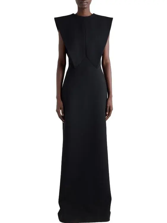 Givenchy Structured Wool Blend Crepe Evening Gown - Black