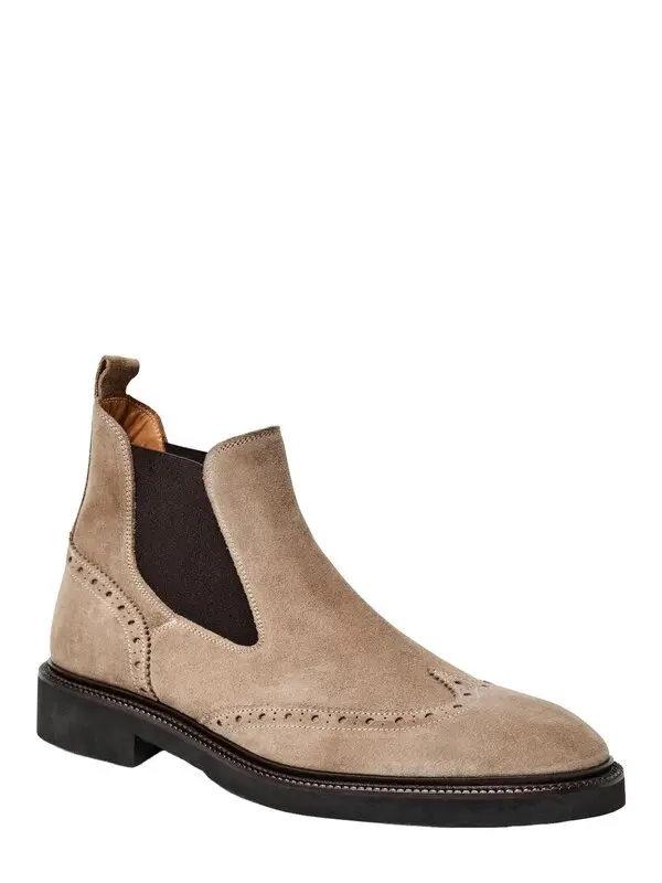 Bruno Magli Vespa Wingtip Chelsea Boot - Taupe Suede