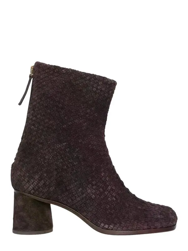 STUDIO CHOFAKIAN 60mm Woven Leather Ankle Boots - Brown