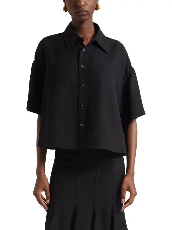 Bottega Veneta Boxy Viscose-linen Button-up Shirt - Black