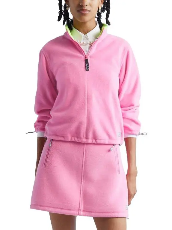 Sandy Liang Lilbean Polar Fleece Quarter Zip Pullover - Pink