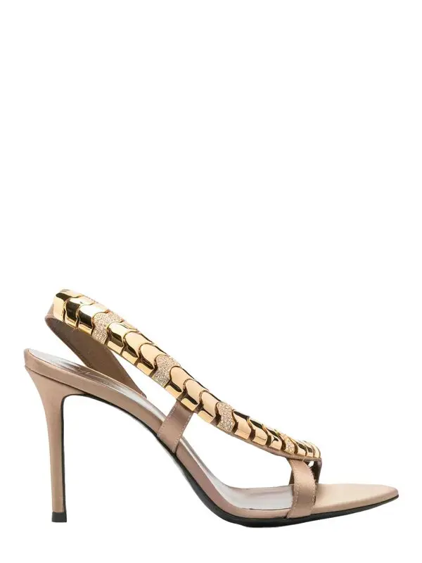 GIUSEPPE ZANOTTI 105mm Chain-embellished Slingback Sandals - Neutrals