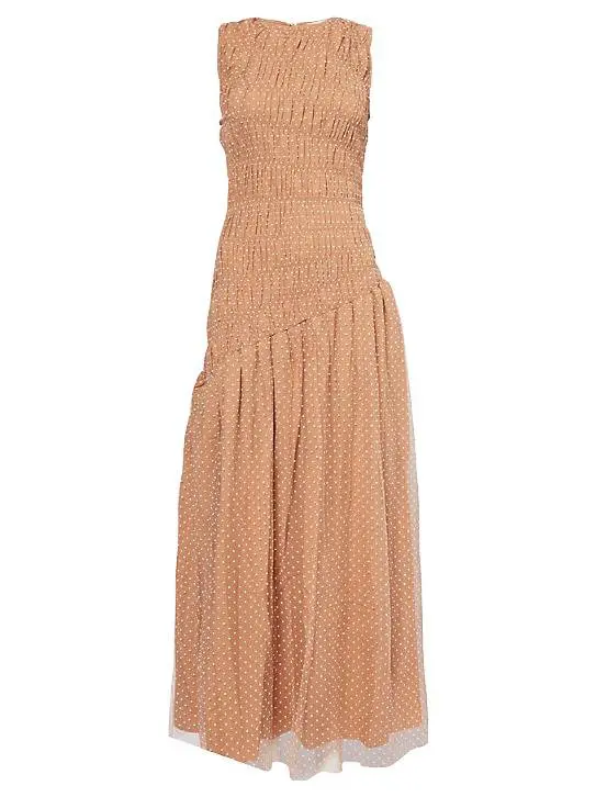 AMY LYNN Julia Polka-dot Woven Maxi Dress - Mocha