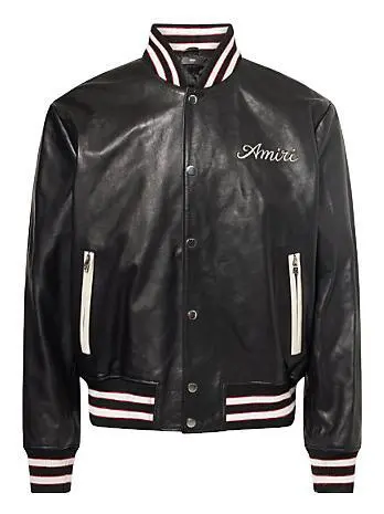 Amiri Leather Varsity Jacket - Black