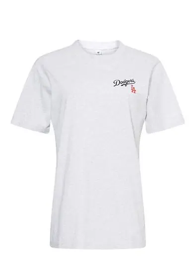 SPORTY & RICH Dodgers Serif Round-neck Cotton-jersey T-shirt - Heather Gray
