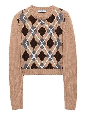 Prada Jacquard-knit Cashmere Jumper - Brown