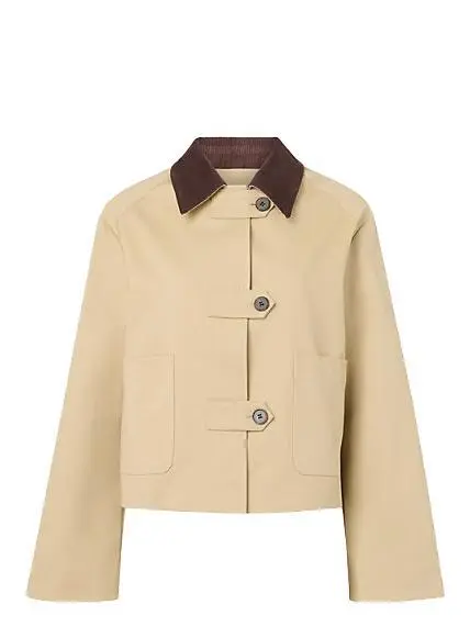 Whistles Cropped Stretch-cotton Jacket - Cream