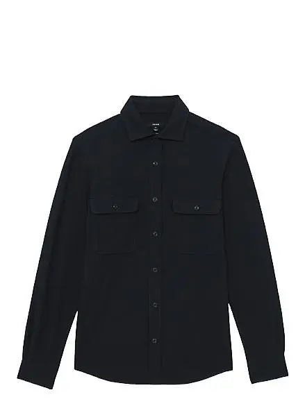 REISS Forsithe Twin-pocket Regular-fit Cotton-blend Overshirt - Navy