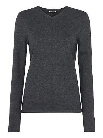 Whistles Mila V-neck Cotton-blend Jumper - Grey