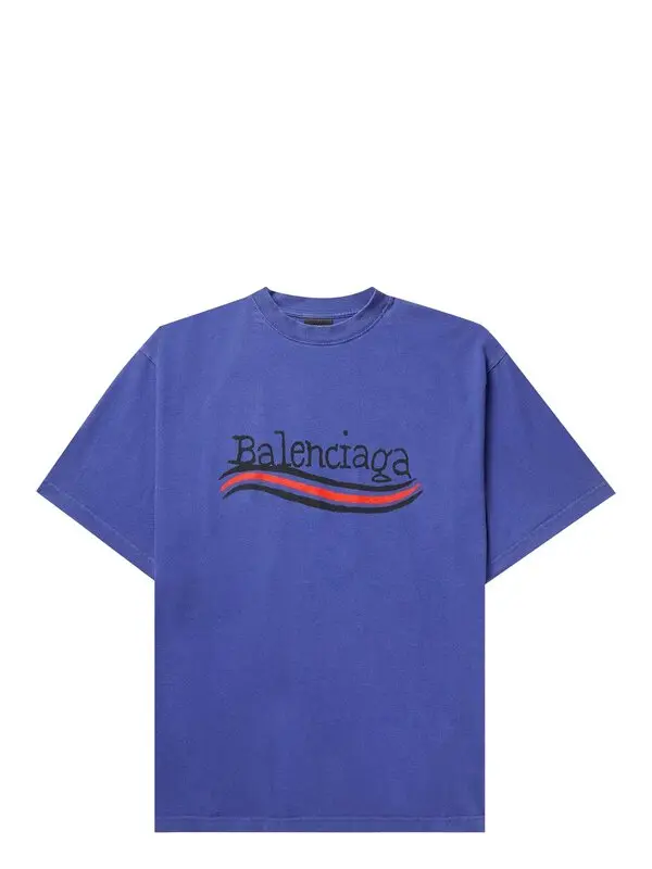 Balenciaga Hand Drawn Political Campaign T-shirt - Blue