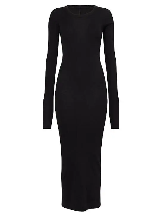 Rick Owens Slim-fit Ribbed Wool-blend Gown - Black