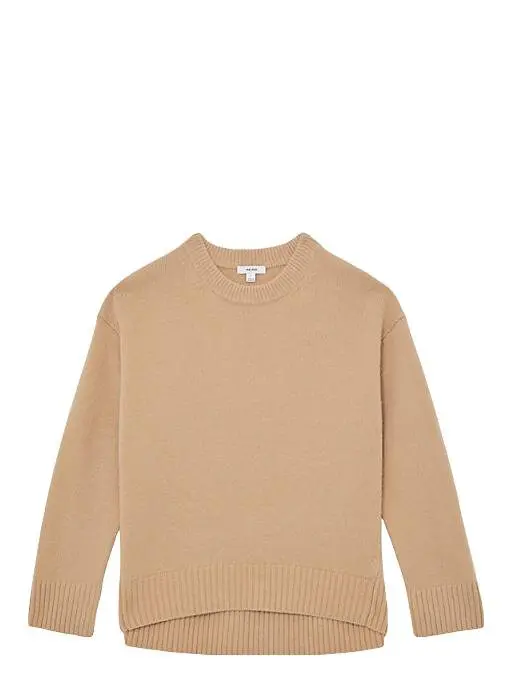 REISS Crewneck Wool And Cashmere Jumper - Camel