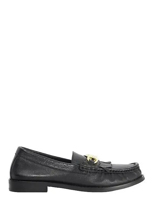 DUNE Granules Leather Loafers - Black Leather
